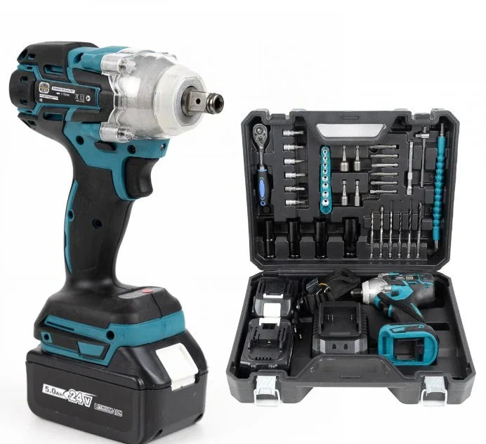 Cheie de impact, masina de Insurubat, 550Nm, 43 de Accesorii, 2 Acumul ...